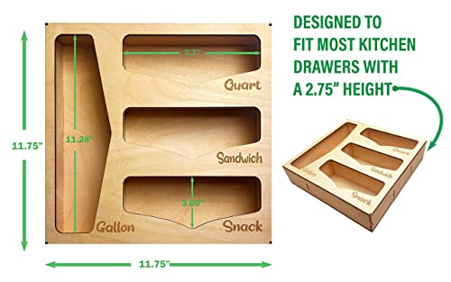 Food Storage Bag Organizer Holders – Premium Wood Kitchen Drawer