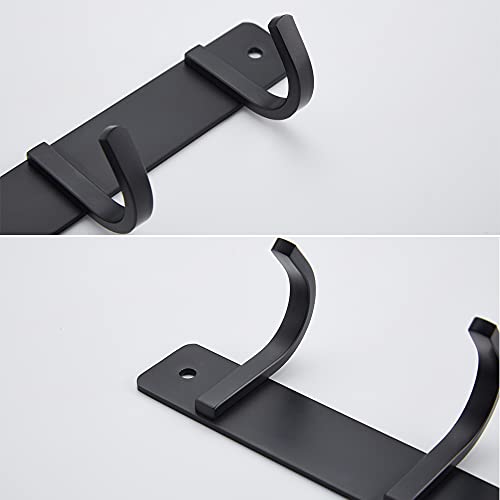 304 Stainless Steel Black Bathroom Hook Bathroom Toilet Towel Hook Coat Hook Row Hook Bath Towel Hook one-Piece Hook Kitchen Storage Hook Key School Bag Hook (Black, 3-Row Hook)…