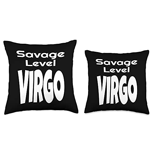 Funny Virgo Zodiac Sign Gifts Funny Savage Level Virgo Zodiac Sign Astrological Throw Pillow, 16x16, Multicolor