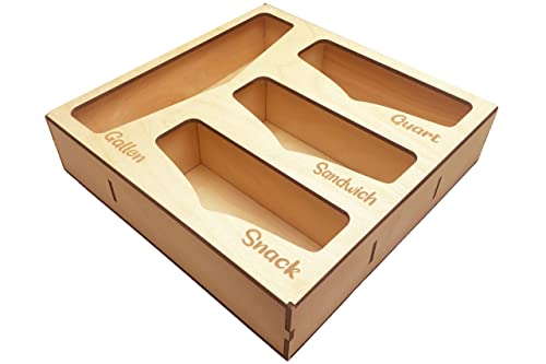 Food Storage Bag Organizer Holders – Premium Wood Kitchen Drawer