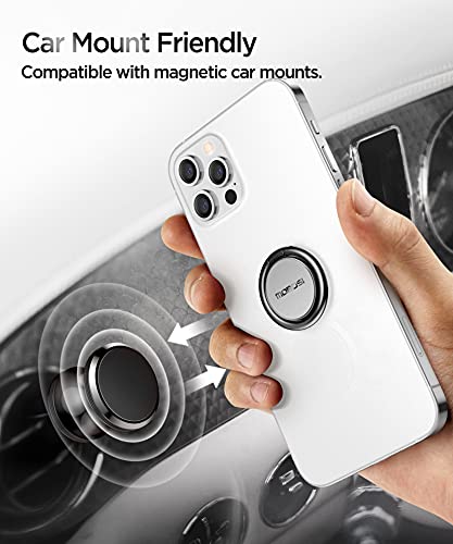 MOBOSI Phone Ring Holder Stand, Finger Ring Kickstand with Polished Metal Grip for Magnetic Car Mount Compatible with All Smartphones (Black)