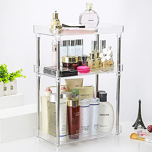 whillar Bathroom Organizer Countertop Acrylic Vanity Bathroom Sink Counter Dresser Top Corner Cosmetic Skincare Makeup Lotion Perfume Organizer and Storage Tray Shelf 3-Tier for Bathroom Kitchen