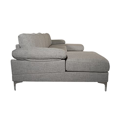 Casa Andrea Milano Modern Large Tweed Fabric U-Shape Sectional Sofa, Double Extra Wide Chaise Lounge Couch