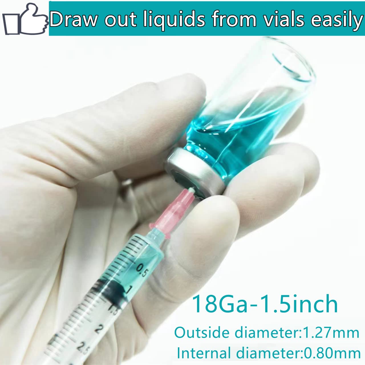 100 Pack 5ml Plastic Syringe with 18 Gauge Needle Lab Supplies, Individually Sealed Packed