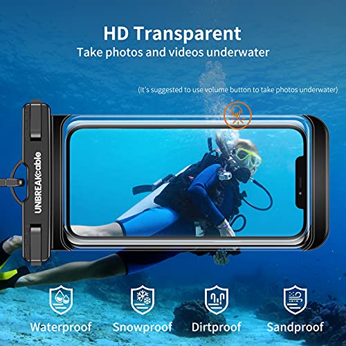 UNBREAKcable Waterproof Phone Pouch Case- 2 Packs[IPX8 Waterproof] [Sensitive Touch] [Up to 7"] Phone Holder Dry Bag Underwater Phone Case for iPhone 14 13 12 Pro Max Plus Mini, Samsung(Black+Black)