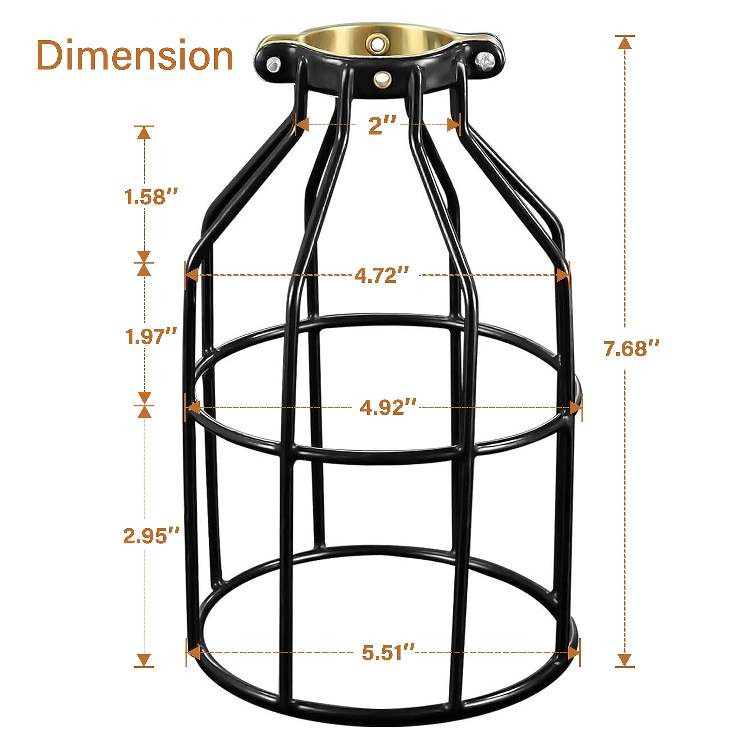 Simple Deluxe Metal Bulb Guard Lamp Cage, Adjustable Industrial Clamp for 1.41"-1.7" Lamp Base, Pendant, Farmhouse Light Fixture, Vintage Lamp Shades, 4 Pack Black