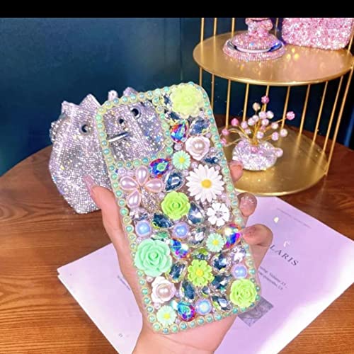 redecarie for Galaxy S9 Plus Crystal Rhinestone Case,Diamond Bling Floral Glitter Shiny Sparkle Women Girls Kids Cute 3D Protective Phone Case for Samsung Galaxy S9 Plus