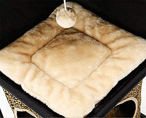 BORUIMA Cat Houses for Indoor Cats Tower House Combined with Cat Bed Cube, Peek Holes, Scratching Post & Dangling Toy