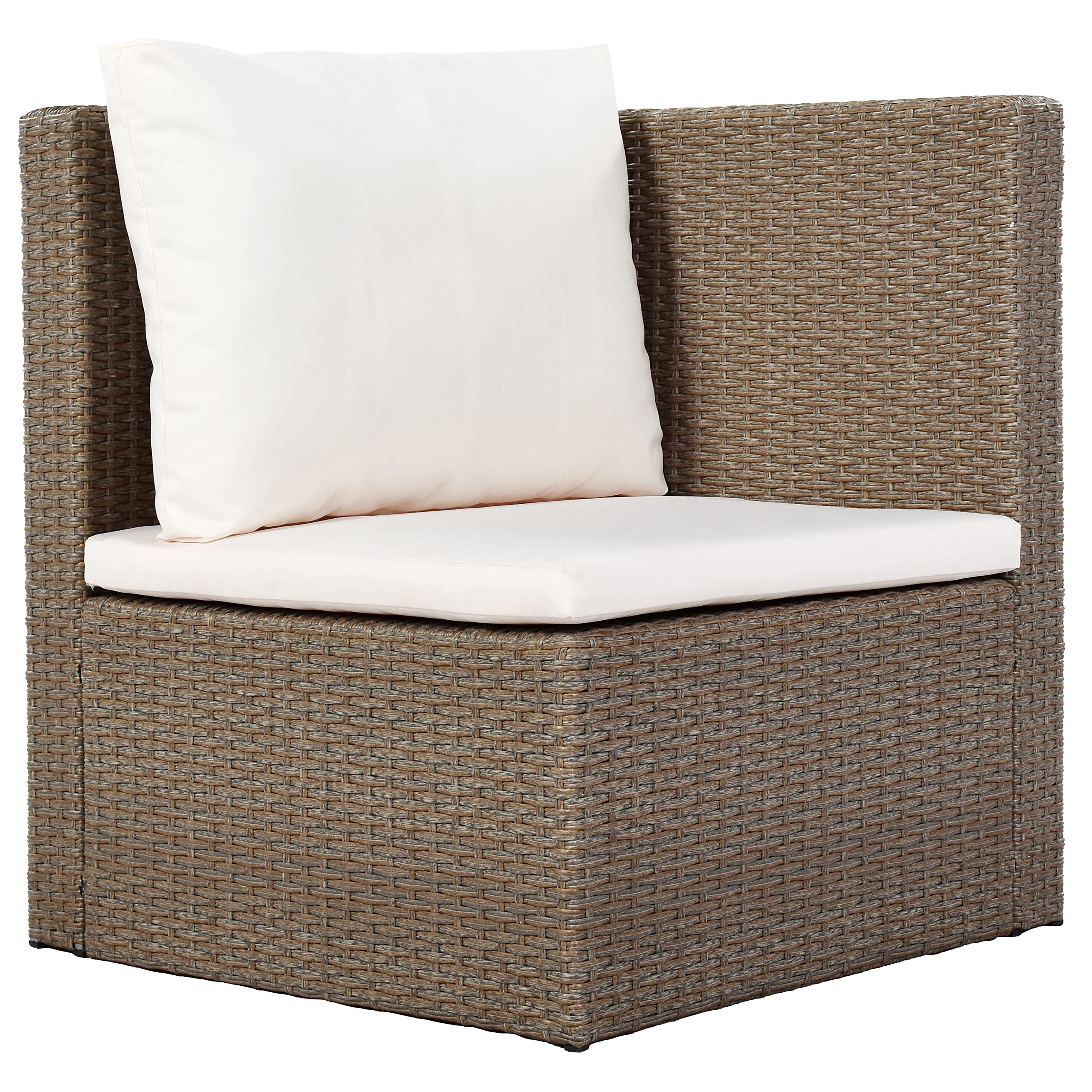 KLMM 6-Piece Outdoor Garden Furniture Set,Patio PE Wicker Rattan Conversation Sofa Set with 2 Tea Tables,for Porch Lawn Garden Backyard Poolside