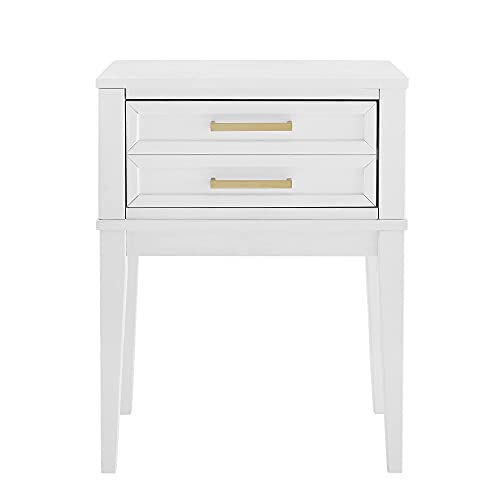 MUSEHOMEINC White Nightstands Solid Wood Mid-Century Bed Side Table, Stylish Accent End Table with Tall Leg for Living Room Home Office, Tall Night Stand for Bedroom