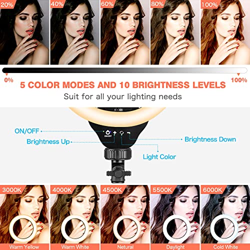 Aureday 12” LED Ring Light with Stand and Phone Holder, Video Light 3000K-6000K Dimmable Selfie Ringlight for YouTube Video/Live Stream/Makeup