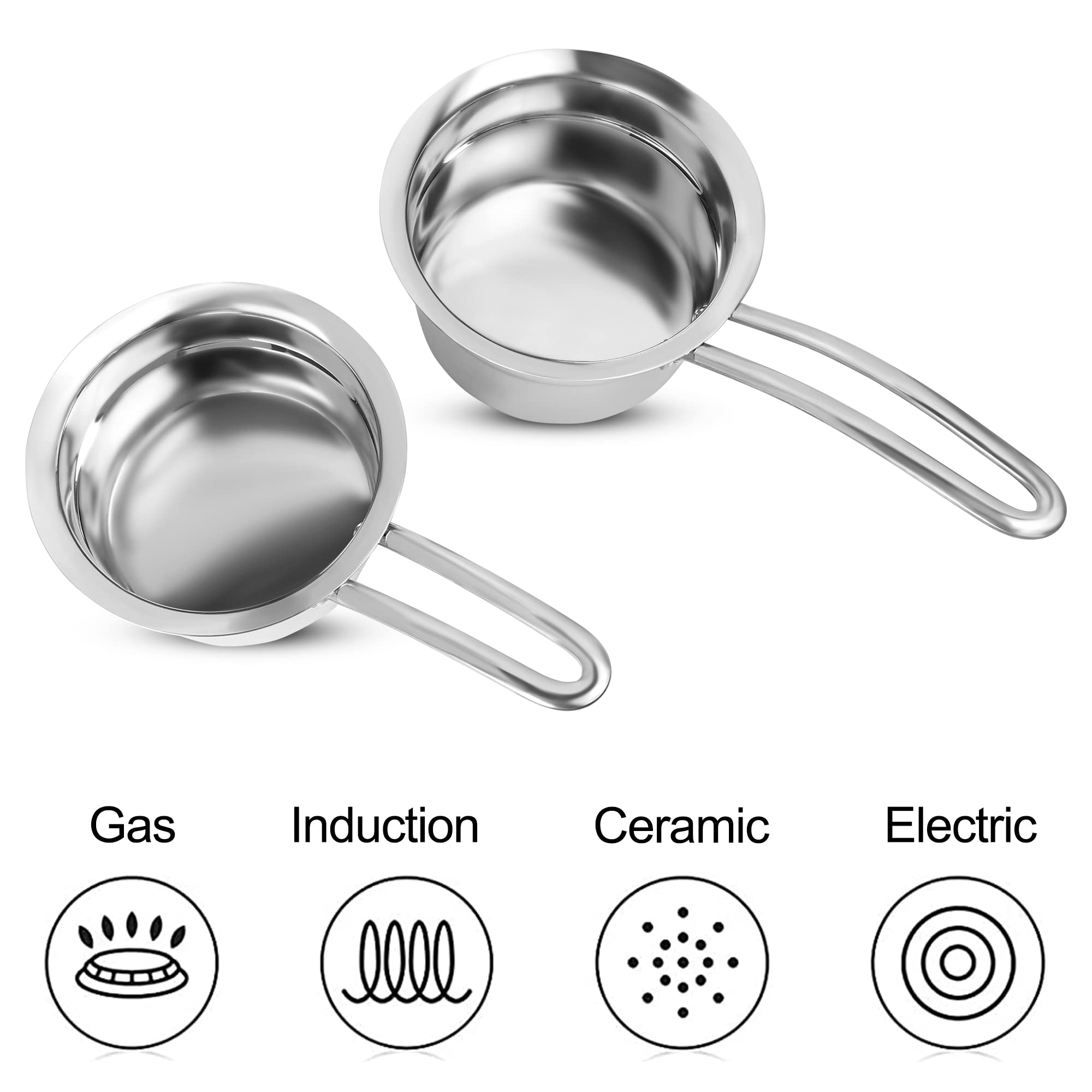KSJONE Set of 2 Professional Grade Saucepan with Stay Cool Handles, Kitchen Cooking Pans, Dishwasher Oven Safe & Compatible with All Stovetops Multipurpose for Home Restaurant (1 Quart & 2 Quart)