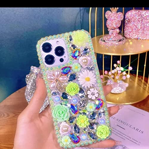 redecarie for Galaxy S9 Plus Crystal Rhinestone Case,Diamond Bling Floral Glitter Shiny Sparkle Women Girls Kids Cute 3D Protective Phone Case for Samsung Galaxy S9 Plus