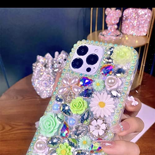 redecarie for Galaxy S9 Plus Crystal Rhinestone Case,Diamond Bling Floral Glitter Shiny Sparkle Women Girls Kids Cute 3D Protective Phone Case for Samsung Galaxy S9 Plus