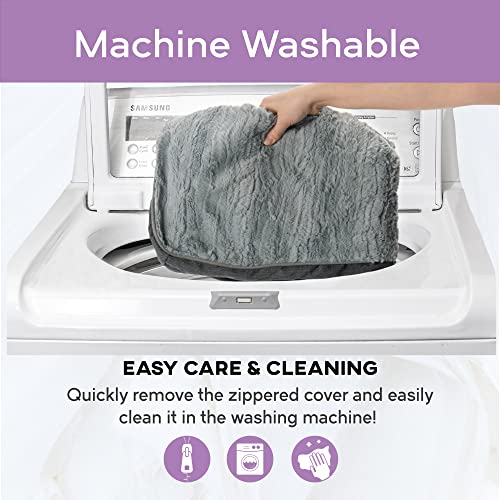 Pooch Planet Large Memory Foam Mix Dog Bed Plush & Textured Linen Mattress w/Removable Washable Cover - Gray, Large