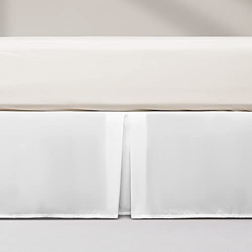 SONIVE Premium Bed Skirt Solid with Pleated Dust Ruffle 15-Inch Drop Easy to Put in Shrink Free and Fade Resistant (White, Queen)