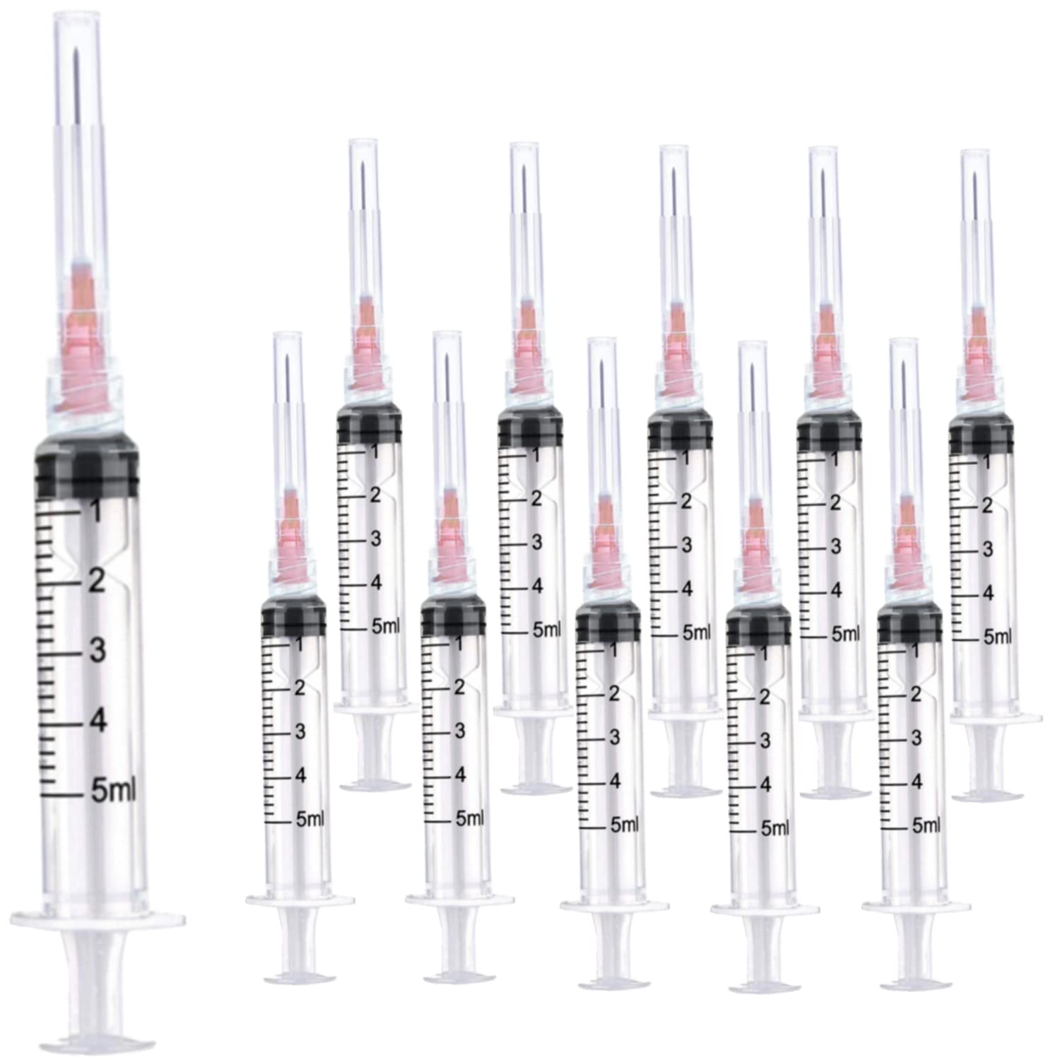 100 Pack 5ml Plastic Syringe with 18 Gauge Needle Lab Supplies, Individually Sealed Packed