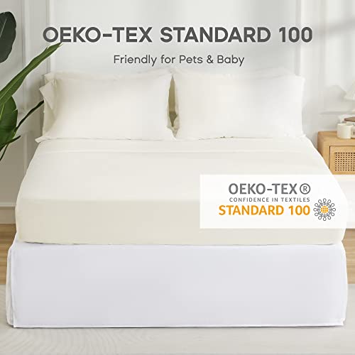SONIVE Premium Bed Skirt Solid with Pleated Dust Ruffle 15-Inch Drop Easy to Put in Shrink Free and Fade Resistant (White, Queen)