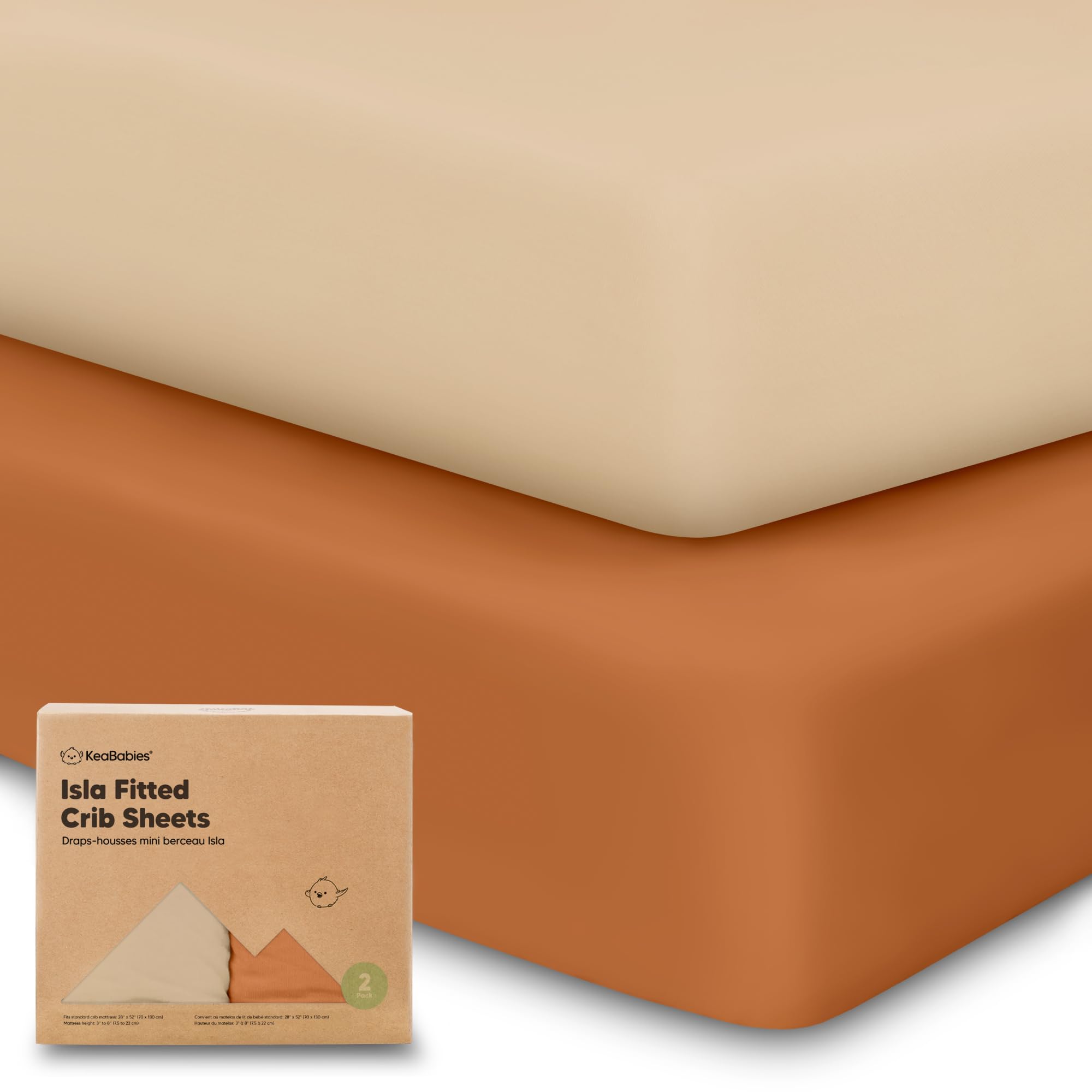 2-Pack Crib Sheets for Boys, Girls - Viscose Derived from Bamboo Fitted Crib Sheet, Baby Crib Sheets Neutral, Crib Mattress Sheet, Toddler Bed Sheets, Baby Sheets for Crib Fitted Sheets (Rust)
