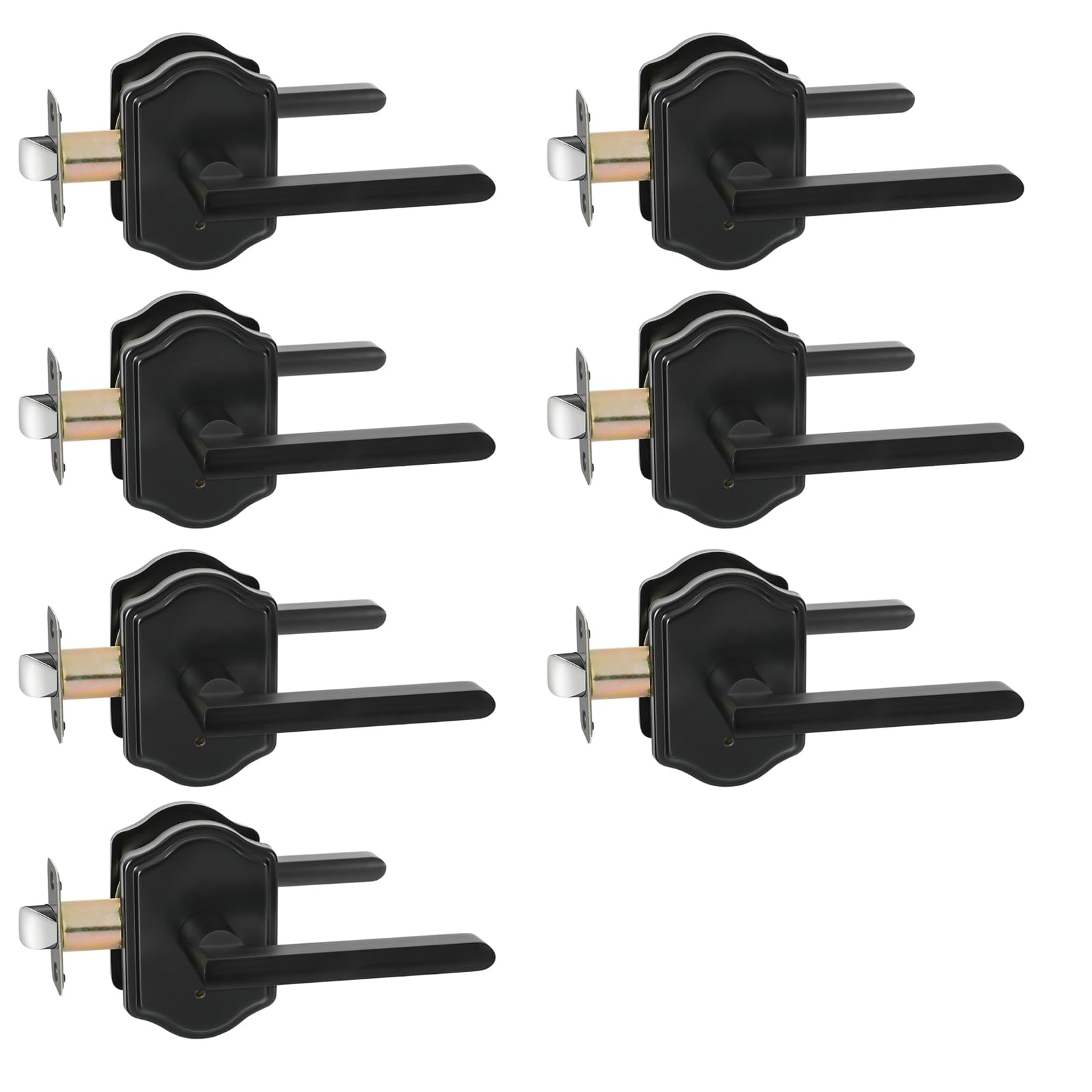 goldenwarm 16 Pack Black Interior Door Handles, Premium Zinc-Alloy Black Door Handle Interior, Contemporary Black Privacy Lever Door Handle for Bedroom, Bathroom