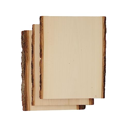 Walnut Hollow Basswood Plank Medium with Live Edge Wood (Pack of 3) - for Wood Burning, Home Décor, and Rustic Weddings