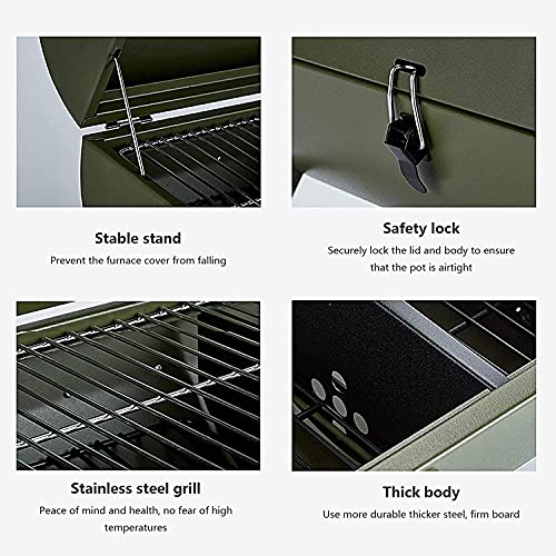 ATAAY Barbecue tool set Outdoor Charcoal Grill, Durable Steel Barbecue Tool Kits with Arch Design Suitable for Outdoor Campers Barbecue Lovers Travel Parks Beaches Wild