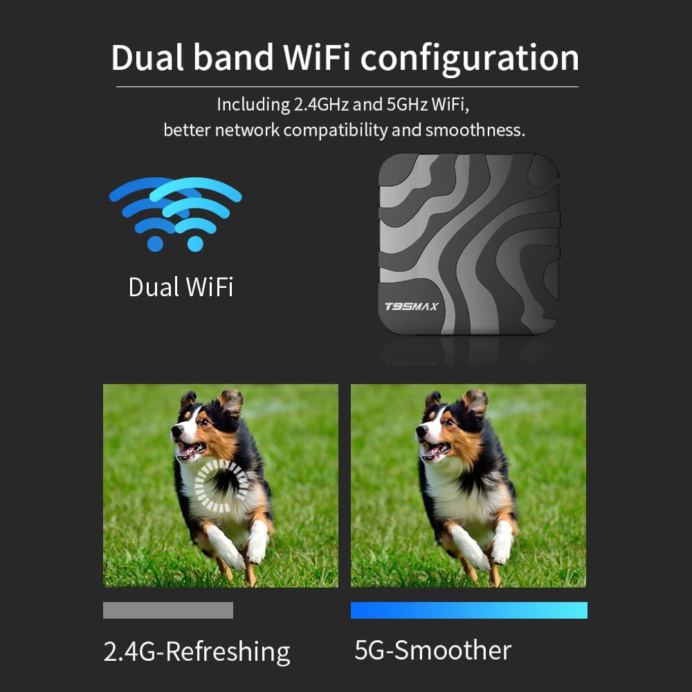 Android TV Box, T95MAX Android Box 2GB RAM 16GB ROM, Quad Core Android 12.0 Box with Wireless Keyboard Support 2.4G/5.0GHz Dual WiFi 100M Ethernet Ultra HD 6K TV Box