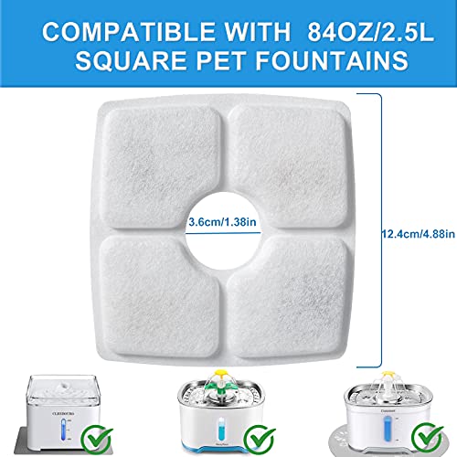 Cat Fountain Replacement Filter - 8 Pcs, Guarm Cat Water Fountain Filter, Pet Water Fountain Filter Replacement for Most Cat Dog Water Dispensers, Activated Carbon Filters & PP Cotton (8pcs-02)