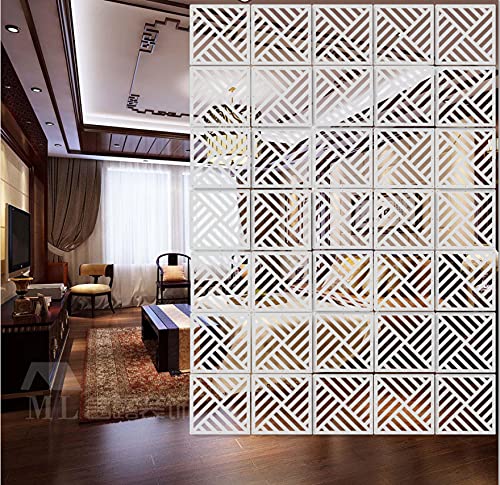BMIDRUT White Hanging Room Divider,12 Pieces Wood-Plastic DIY Panel Screens Partition Wall Dividers Room Decoration with All Accessories 11.4x11.4 Inch