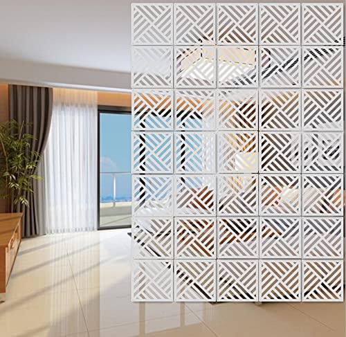 BMIDRUT White Hanging Room Divider,12 Pieces Wood-Plastic DIY Panel Screens Partition Wall Dividers Room Decoration with All Accessories 11.4x11.4 Inch