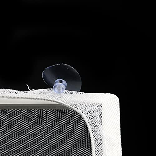 MY MIRONEY 6.3" x 5.63" x 6.22" Fish Incubator Mesh Box Aquarium Fish Breeder Box White Nylon Mesh Juvenile Fish Separation Net Fish Fry Hatchery with Suction Cups Pack of 2