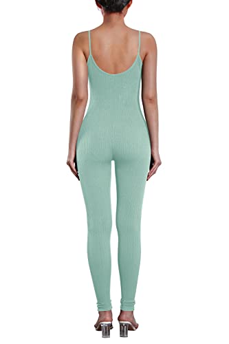 Nova In Sky Womens Casual One Piece Jumpsuits Unitard Bodysuits Sexy Workout Yoga Rompers Sleeveless Summer Outfits Clothes Light green-XL