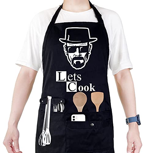Funny Cooking Chef Apron with Pockets BBQ Kitchen Work Aprons Birthday Father's day Creative Gifts
