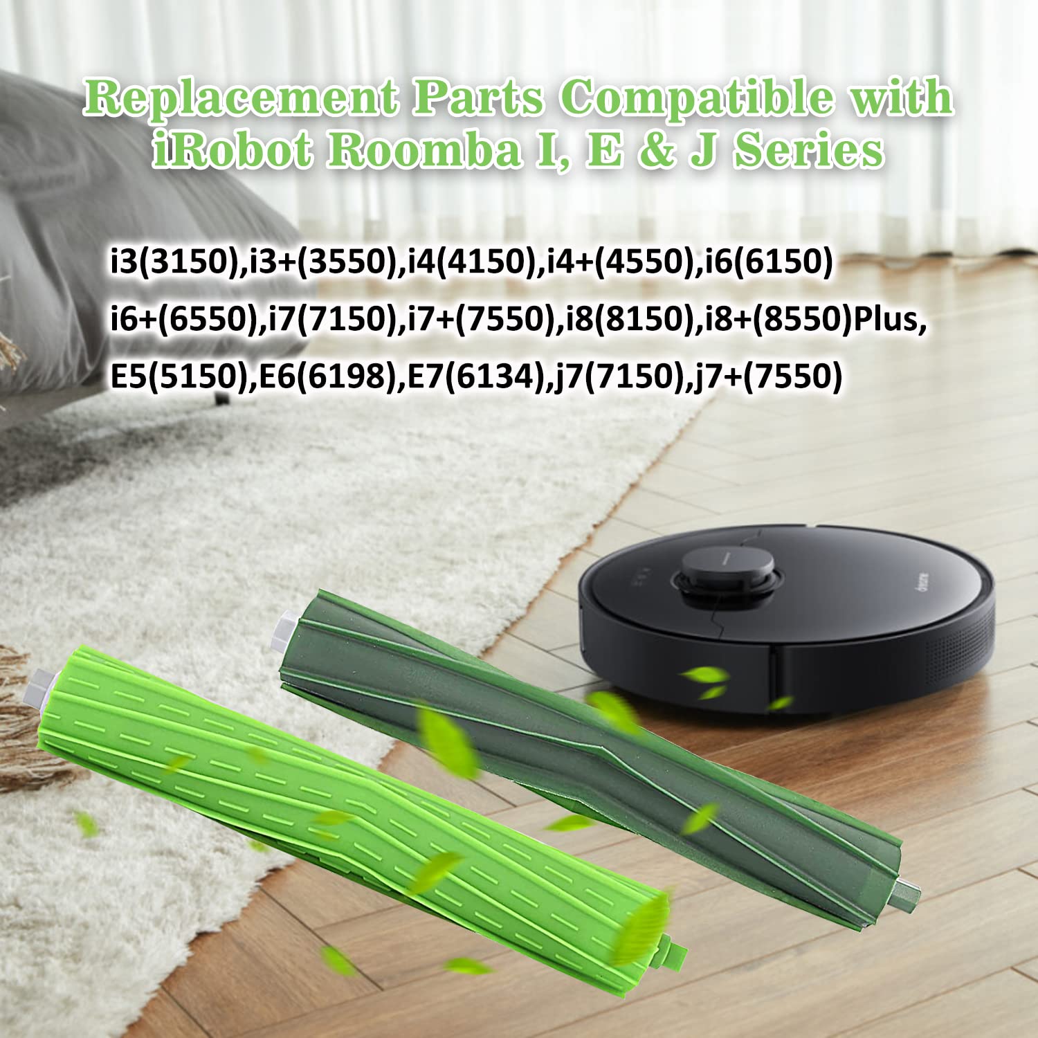 GEBDSM 2 Set Replacement Parts Roller Brushes Compatible for iRobot Roomba i, j&e Series i3(3150) i3+ j6 j6+(6550) j7(7150) j7+ j8 i2 i4 i6 i6+ i7 i7+ i8 i8+Plus E5 E6 E7 Vacuum Cleaner Accessories