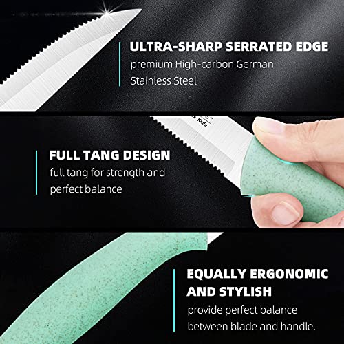 Slege 8pcs Steak Knife Set, Stainless Steel Knives with Extre-light Straw Handle, Serrated
