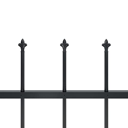 Garden Fence with Spear Top,Decorative Garden Fence,Security Palisade Fence,Practical Barrier Wall,Landscape Boundary Fence,Fencing for Yard,Steel 200.8"x47.2" Black