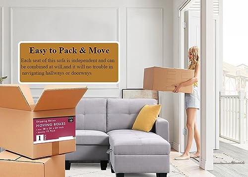 asunflower Modular Sectional Sofa with Storage Ottman 6 Seater Modular Couch Furniture Set for Living Room Velvet Corner Sectional Couch for Home & Office, Small Spaces, Grey