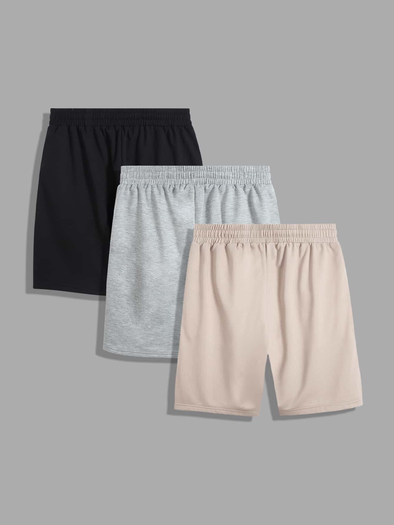 WDIRARA Men's 3 Pack Letter Patched Drawstring Waist Workout Track Shorts with Pockets Multicolor S