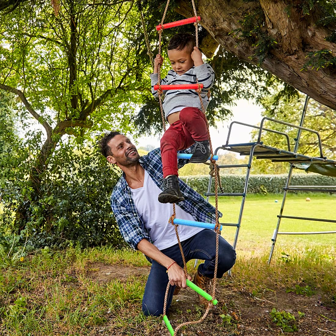 TOPNEW 12 Ninja Tree Climbing Holds for Tree Climber, Tree Climbing Kit with 6.6FT Rope Ladder for Outdoor Ninja Warrior Obstacle Course Training