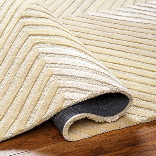 Hauteloom Juan Wool Living Room, Bedroom Area Rug - Contemporary - Bone, Driftwood, Nutmeg - 8' x 10'