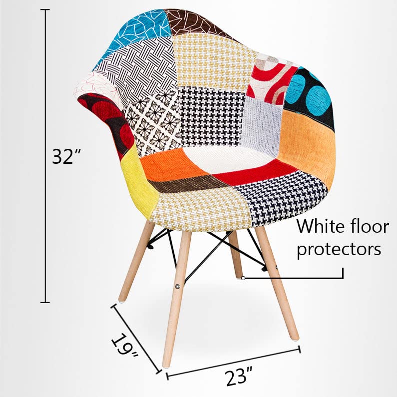 Aron Living Pyramid 17.5" Cotton and Wood Armchairs in Multi-Color (Set of 2)