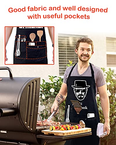 Funny Cooking Chef Apron with Pockets BBQ Kitchen Work Aprons Birthday Father's day Creative Gifts