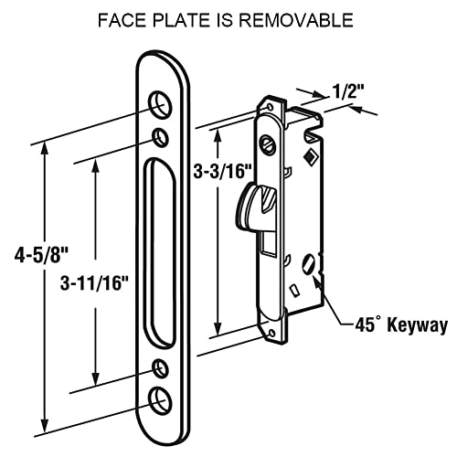ALLYWASAI Sliding Patio Door Handle Set with Mortise Lock, Face Plate and Keeper, Wood Handle Lock Set Fits Door Thickness from 1-1/2" to 1-3/4", 3-15/16" Screw Hole Spacing, Non-keyed, Black