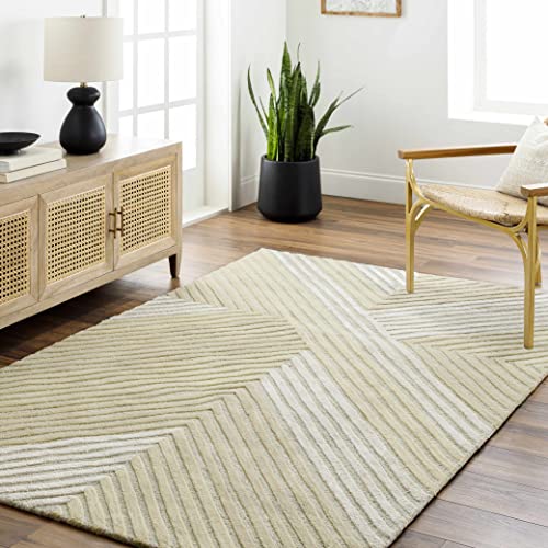 Hauteloom Juan Wool Living Room, Bedroom Area Rug - Contemporary - Bone, Driftwood, Nutmeg - 8' x 10'