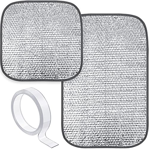 2 Pieces RV Door Window Skylight Shade Sunshield Reflective Window Cover, 25 x 16 Inch, 16 x 16 Inch, RV Insulation Car Windshield Camper RV Skylight Insulator, with Clear Double-Sided Tape (Silver)