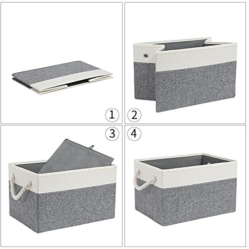 ACECHA Fabric Storage Bins for Organizing, 3 Pack Large Closet Storage Bins with Dual Handles for Home Storage Shelves, Toys, Clothes (Black Gray)