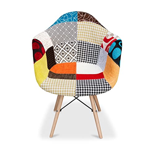 Aron Living Pyramid 17.5" Cotton and Wood Armchairs in Multi-Color (Set of 2)