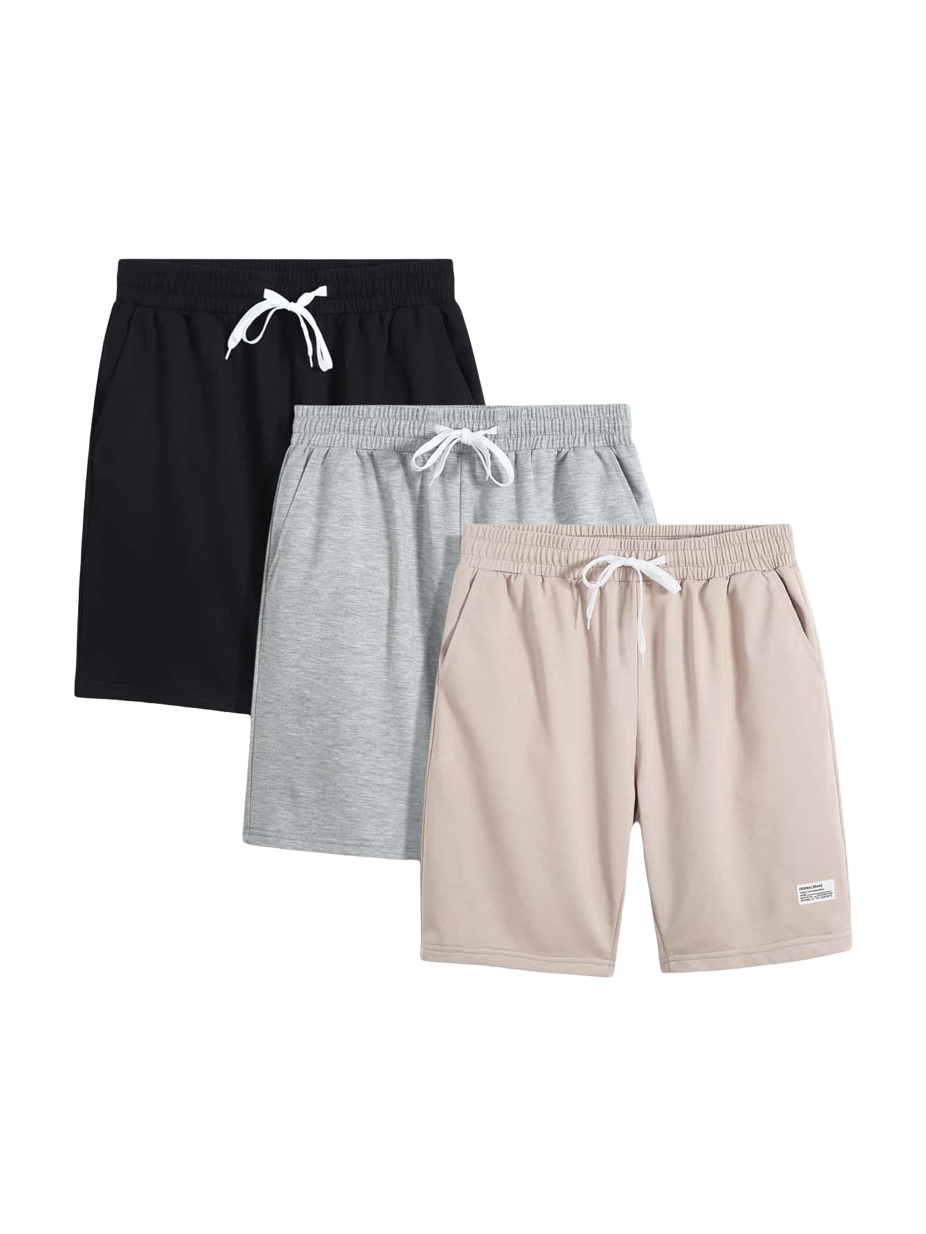 WDIRARA Men's 3 Pack Letter Patched Drawstring Waist Workout Track Shorts with Pockets Multicolor S