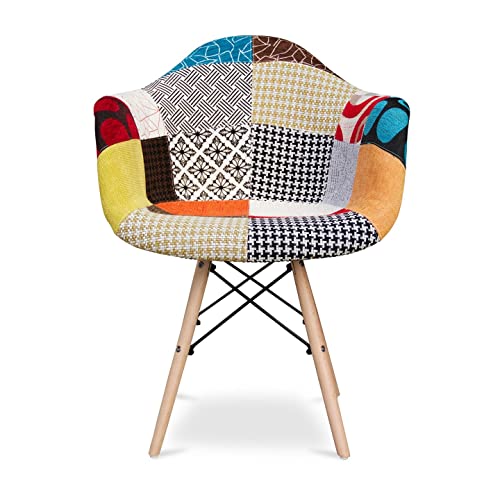 Aron Living Pyramid 17.5" Cotton and Wood Armchairs in Multi-Color (Set of 2)