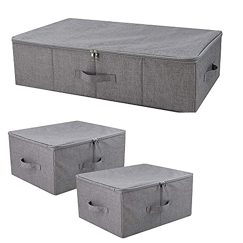 iwill CREATE PRO Dark Gray Underbed Storage Bin, 2pcs Storage Boxes, Zip Lidded, Washable & Folding Design